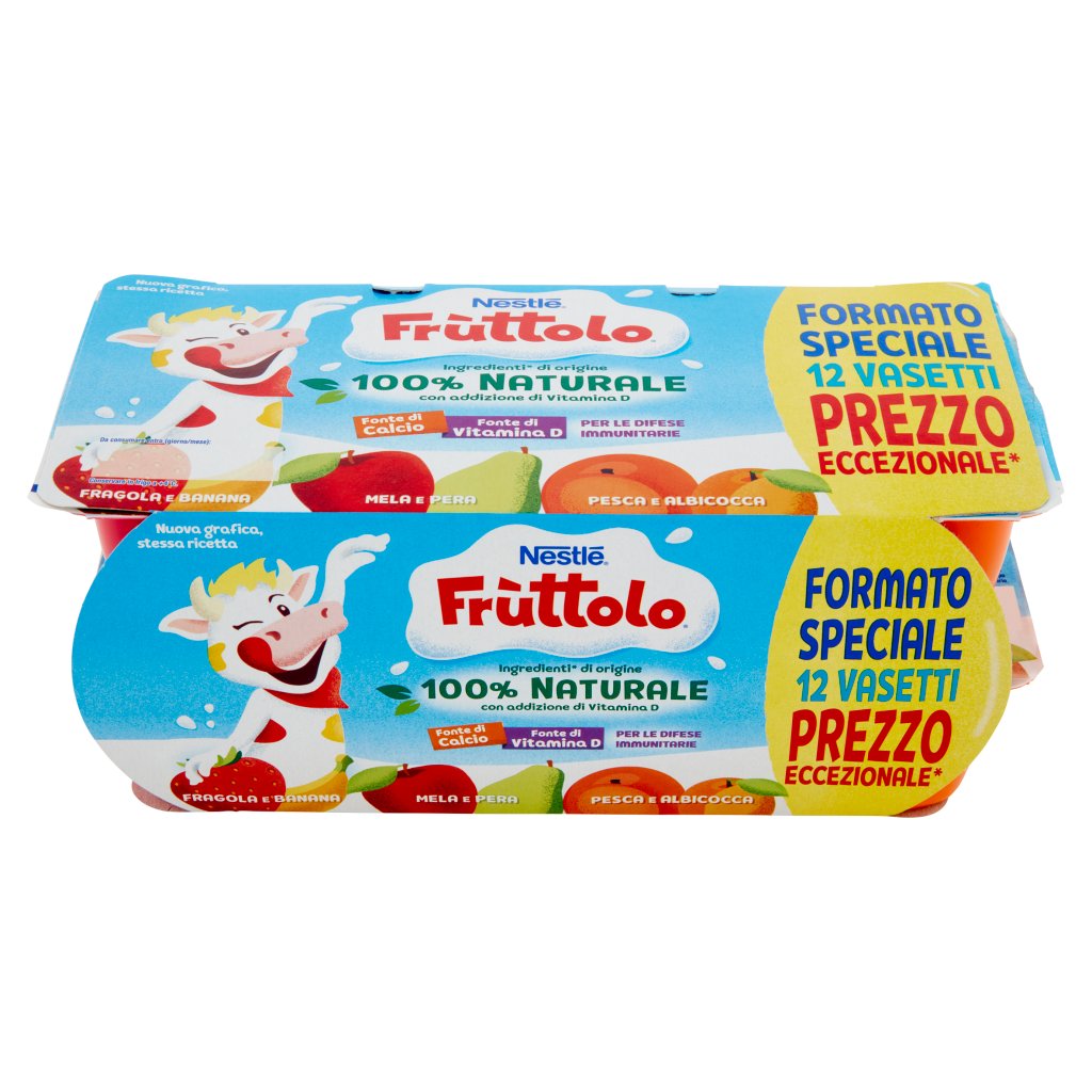 Fruttolo Nestlé Fragola e Banana - Mela e Pera - Pesca e Albicocca 12 x ...
