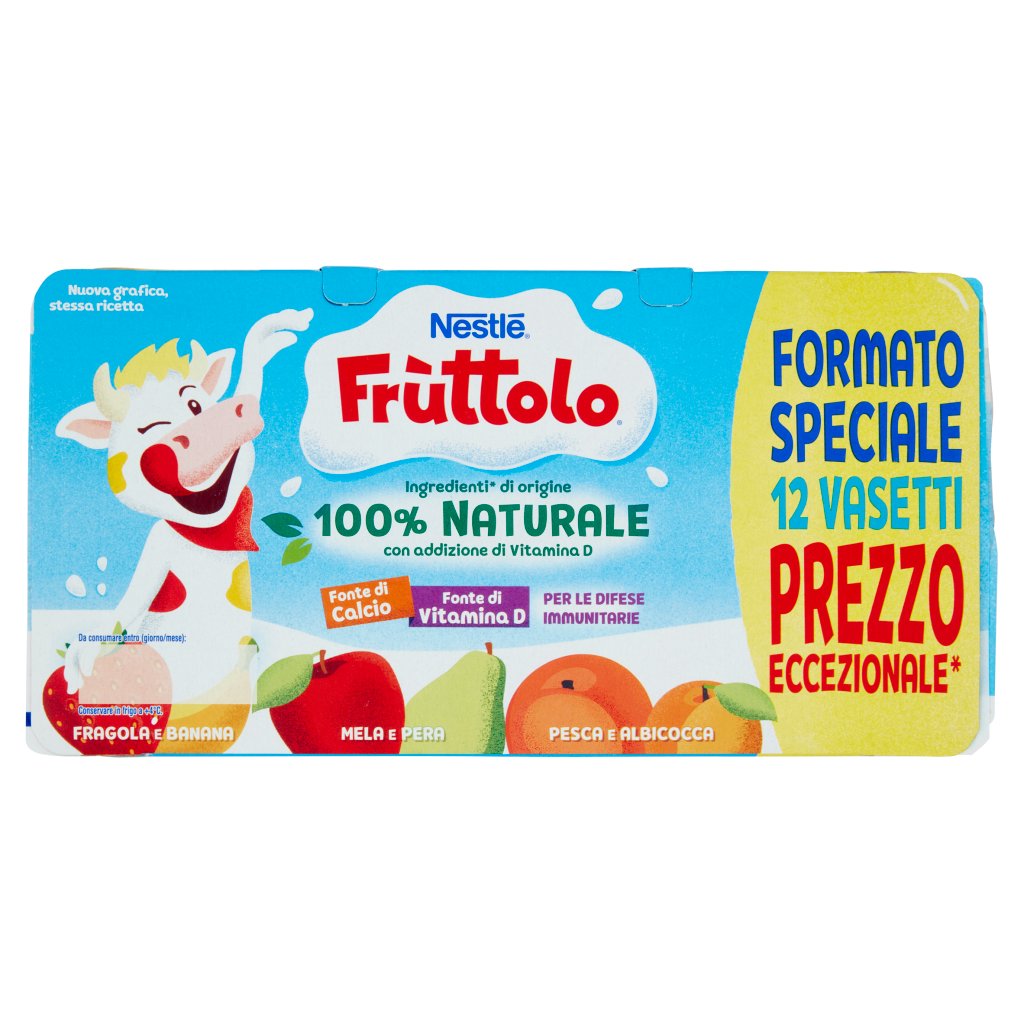 Fruttolo Nestlé Fragola e Banana - Mela e Pera - Pesca e Albicocca 12 x ...
