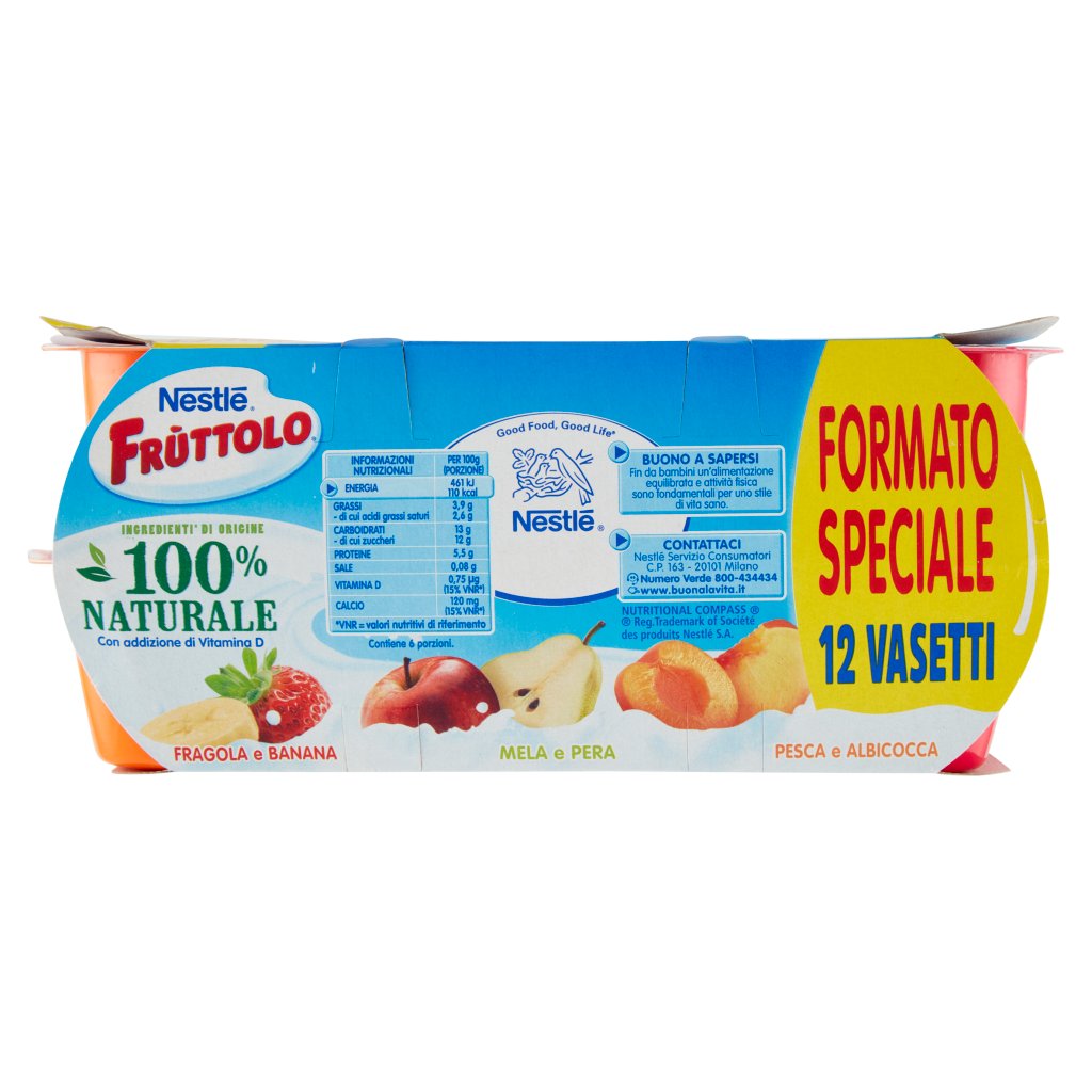 Fruttolo Nestlé Fragola e Banana, Mela e Pera, Pesca e Albicocca 12 x ...